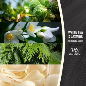 WoodWick – svíčka White Tea & Jasmine (Bílý čaj a jasmín) Velikost: střední 275 g