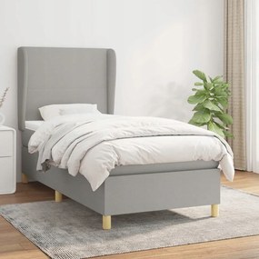 Box Spring Postel S Matrací Textil Světle Šedá Hladký design 100 x 200 cm