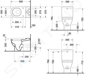 DURAVIT - Starck 3 WC kombi mísa, Vario odpad, s HygieneGlaze, alpská bílá (0128092000)