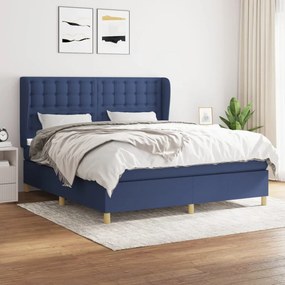 Box spring postel s matrací modrá 160x200 cm textil 3128859