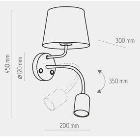 Nástěnná lampa MAJA 1xE27/15W/230V + 1xGU10/10W/230V černá