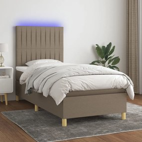 Box spring postel s matrací a LED taupe 100x200 cm textil