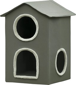 PawHut dvouúrovňový kočičí domek s pratelnými polštářky 3 vchody, 42x46x59,5 cm, šedý | Aosom