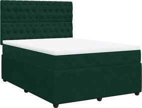 Box spring postel s matrací tmavě zelená 140x200 cm samet 3292367