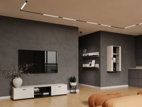 Obývací stěna Boho V, Osvětlení: osvětlení LED - bílé, Barva: kašmír / kašmír + černá