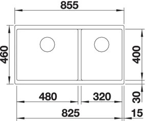 Granitový dřez Blanco SUBLINE 480/320 U InFino bílá dřez vlevo 523588