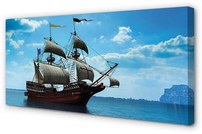 Obrazy na plátně Loď oblohy zataženo mořská 125x50 cm