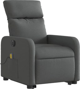 Elektrické zvedací masážní polohovací křeslo tmavě šedé textil 3206727