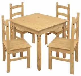 Jídelní set pro 4 osoby masiv borovice stůl 78x78 + 4 židle CORONA 2