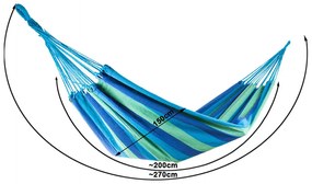 Verk Group Zahradní houpací síť dvojitá xxl turistický pruhovaný potah 200 x 150 velká