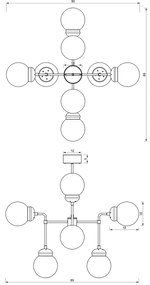Lustr na tyči HYDRO 8xE14/60W/230V