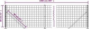 Drátěný plot s přírubami zelený 0,8 x 10 m 154176