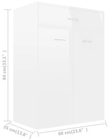 Botník bílý s vysokým leskem 60 x 35 x 84 cm dřevotříska - Default Title