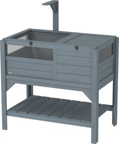 PawHut Dům pro želvy s výškou a policí - Vyrobeno z jedlového dřeva - Pro vnitřní a venkovní použití - Rozměry 103V x 84D x 51Š cm Šedá