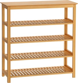 HOMCOM Botník, Stojan na boty s 5 úrovněmi, Organizér pro max. 20 párů bot, Police na boty pro předsíň, Chodbu, Bambus, 80 x 29 x 82 cm, Přírodní | Ao