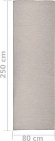 Venkovní hladce tkaný koberec 80x250 cm světle šedý 340779
