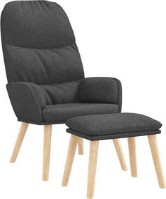 Relaxační křeslo se stoličkou tmavě šedé textil 3097343