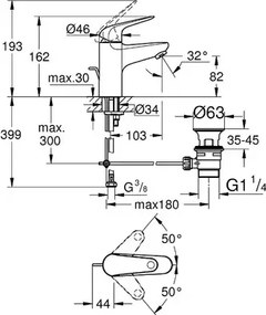Grohe Swift - Umyvadlová baterie s výpustí chrom