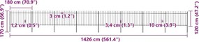 vidaXL Zahradní plot s kopím nahoře ocelový 1339 x 120 cm [277627] Barva: Černá