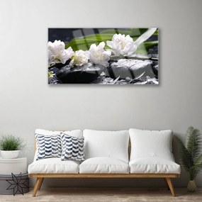 Obraz na skle Květ Kameny 125x50 cm