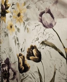 Bílý plyšový pléd / přehoz s květy tulipánů - 130*180 cm