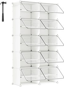 XXXLutz REGÁL NA BOTY, bílá, průhledné, 83/156/32 cm - Online Only šatny & botníky - 002543059801