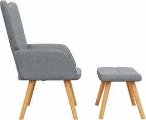 Relaxační křeslo se stoličkou světle šedé textil 327930
