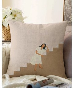 Povlak na polštář s příměsí bavlny Minimalist Cushion Covers Vacation, 55 x 55 cm