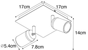 Moderní koupelnové bodové světlo bílé čtvercové 2-světlo IP44 - Ducha