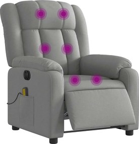Elektrické masážní polohovací křeslo světle šedé textil 3205304