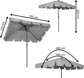 Zahradní slunečník 120x200 cm SPRINGOS GU0038 šedý