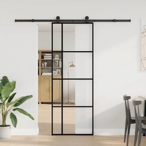 Posuvné dveře s kováním 76x205 cm ESG sklo a hliník 3332911