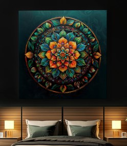 Obraz na plátně - Mandala Nádech listoví FeelHappy.cz Velikost obrazu: 80 x 80 cm