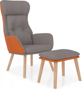 Relaxační křeslo s podnožkou světle šedá umělá kůže a textil 3097761