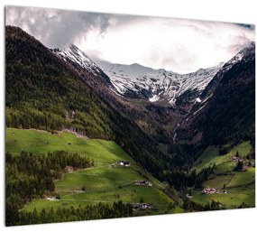 Skleněný obraz - Údolí pod horami (70x50 cm)