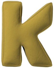 Yellow Tipi Olivově zelený sametový polštář písmeno K 40 cm