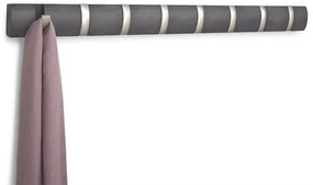 Umbra, Dřevěný věšák na zeď Flip 8 s kovovými háčky | šedý