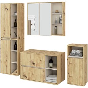 Koupelnová sestava VAMI s otvory na umyvadlo dub artisan / béžová