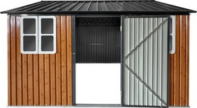Plechový zahradní domek na nářadí, hnědá/antracitová, 3,6x3,1x2,5 m, GABKO
