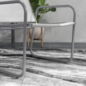 3dílná sada zahradního nábytku, 2 židle s prodyšným látkovým potahem, 1 kulatý stůl Ø60 cm, světle šedá barva