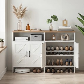 Costway Botník ve venkovském stylu s dvířky a 2 výškově – 70 × 35 × 95 cm