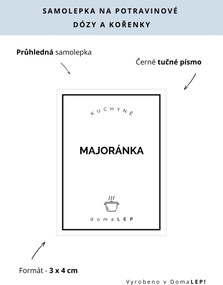 Samolepka na kořenky MAJORÁNKA průhledná 3 × 4 cm tučné písmo
