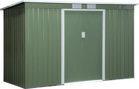 Kůlna Outsunny, zahradní kůlna, kůlna na nářadí s posuvnými dveřmi, větrací okno, jednoplášťová střecha, venkovní, ocel, světle zelená, 280 x 130 x 1…