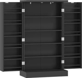 HOMCOM kuchyňská skříň s 5 centrálními policemi a 2 bočními regály s 6 úrovněmi, z MDF, 60 x 30 x 104 cm, černá