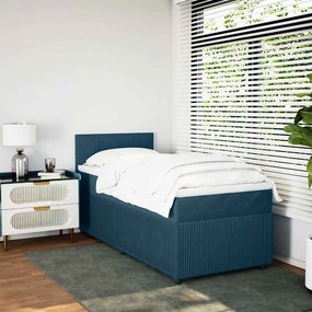 Box spring postel s matrací modrá 90 x 200 cm samet 3287654