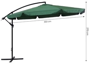 modernHOME Velký zahradní slunečník, skládací, 3.5m, zelený SL-UM002B GREEN