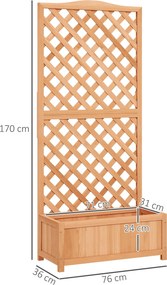 Zvedený záhon s treláží Outsunny, venkovní květináč s treláží pro popínavé rostliny ze severského smrku, pro květiny a zeleninu, do zahrady a na balk…