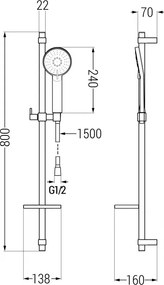 Mexen sprchový set DQ40, černá, 785404581-70