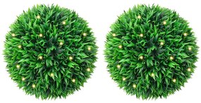 Umělé buxus koule s LED světly 2 ks zelené 38 cm 3335901