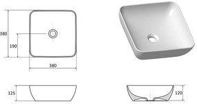 Ravak UNI SLIM 380 S 38 x 38 cm XJX01138001 umyvadlo